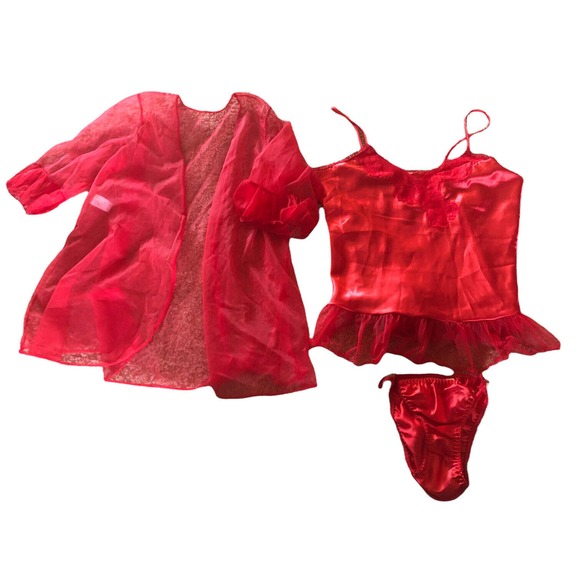 delicates | Intimates & Sleepwear | Vintage Peignoir Set Medium Red ...
